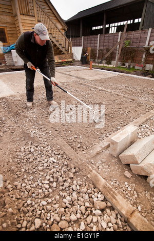 self building house, levelling foundation infill with compacted MOT ...