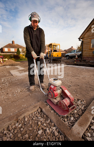 self building house, levelling foundation infill with compacted MOT ...