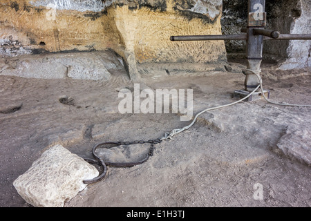Medieval stone quarry at the fortified troglodyte town La Roque Saint ...