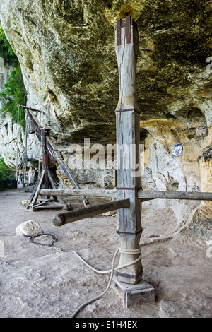 Medieval stone quarry at the fortified troglodyte town La Roque Saint ...
