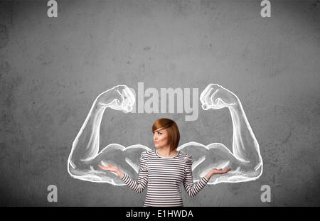 Young woman with strong muscled arms Stock Photo - Alamy