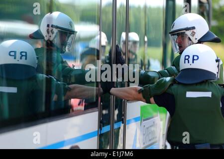 Duderstadt, Germany. 04th June, 2014. German police during a training ...