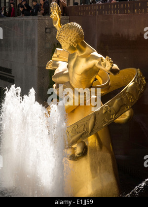 bronze gilded statue of the Greek legend of the Titan Prometheus at ...
