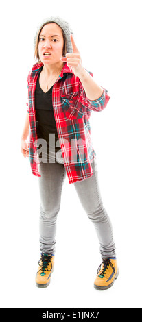 Image of young woman scolding you, pointing, shaking finger in ...