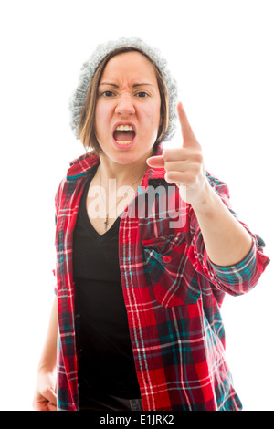 Portrait of a young woman scolding Stock Photo - Alamy