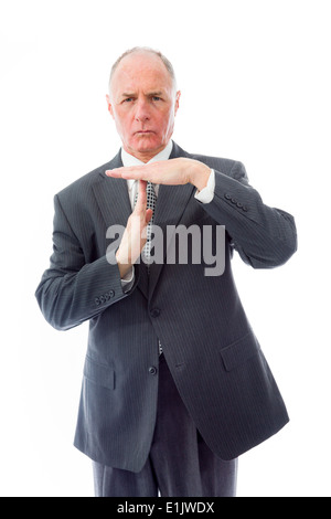 Businessman showing time out sign with hands Stock Photo - Alamy