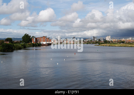 Cardiff bay skyline overlooking the River Taff, Wales UK. Landscape ...