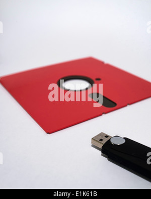 Old floppy disk, usb flash, memory card and micro memory card on white ...
