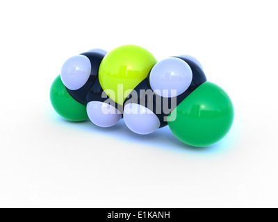 Mustard gas. Molecular model of sulphur mustard (C4.H8.Cl2.S), known as ...