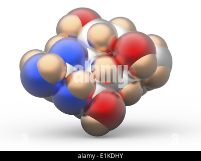 Tetrodotoxin (TTX) pufferfish neurotoxin molecule. Stylized skeletal ...