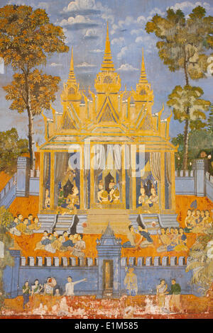 Sylver Pagoda. This mural depicts scenes from the Reamker which is the ...