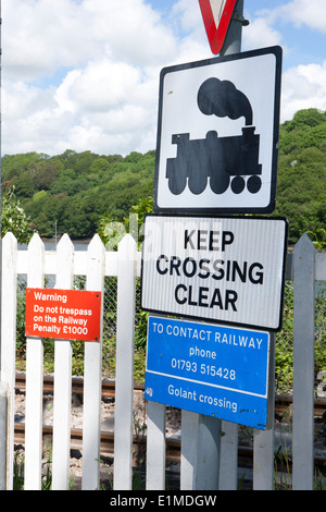 Signs for Unmanned Railway Level Crossing at Golant Cornwall Stock ...