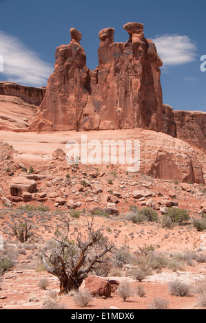 Three Sisters, Arches National Park, Moab, Utah USA Stock Photo - Alamy