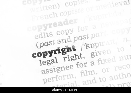 Copyright Dictionary Definition single word with soft focus Stock Photo ...