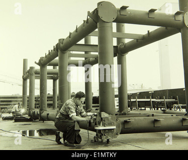 This image showcases the assembly jig used for the Convair 880, an ...