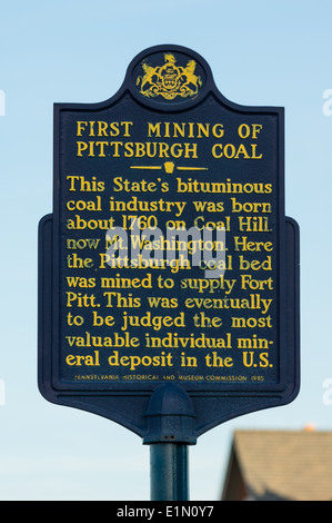 First Mining of Pittsburgh Coal sign, Pittsburgh, Pennsylvania, USA ...