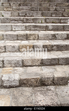 granite staircase with stone steps rise to the entrance black iron door ...