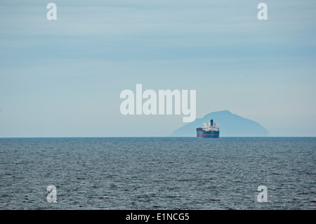 Oil tanker in the firth of Clyde Ailsa Craig Stock Photo - Alamy