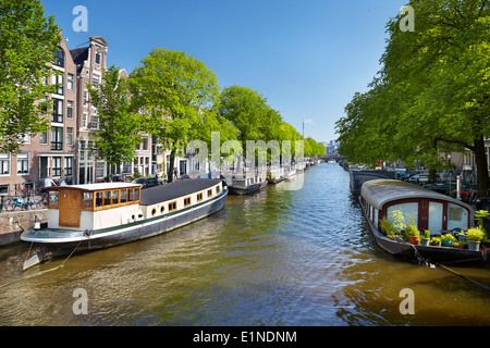 Amsterdam water Canal with Houseboat and Traditional Buildings. City ...