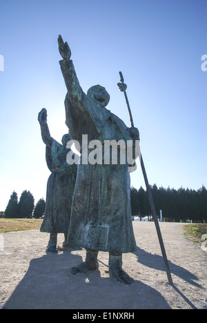 Bronze statue of Pilgrims on Monte do Gozo, or Hill of the Joy, last ...