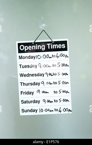 List of Shop Open Hours Stock Photo - Alamy