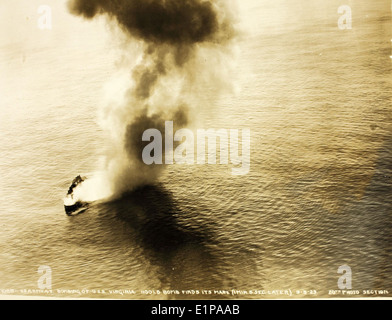 This image captures aerial bombing tests conducted on ships in the ...