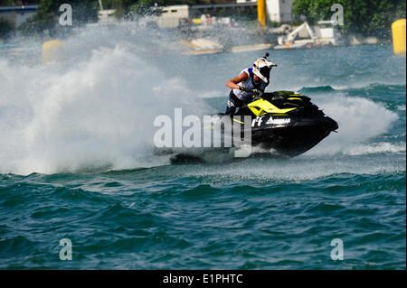 Milan, Italy. 08th June, 2014. Estelle Poret during the Aqua-Bike World ...