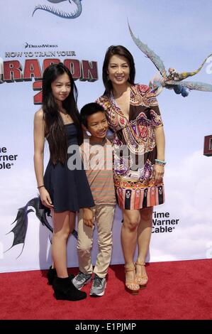 (L-R) Michaela Zee, Ming-Na Wen and Cooper Dominic Zee arrives at ...