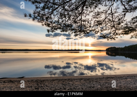 Sunset at (lake) Haukkajärvi, Helvetinjärvi national park, Ruovesi ...