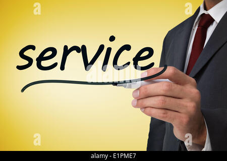 service text ,business man writing service concept ,Man Explain the ...