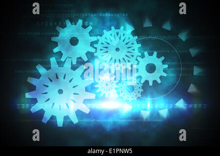 Blue and black cogs and wheels Stock Photo - Alamy