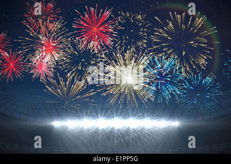 Fireworks over soccer football stadium as world cub championship final ...