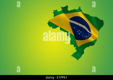 Green brazil outline with flag Stock Photo - Alamy