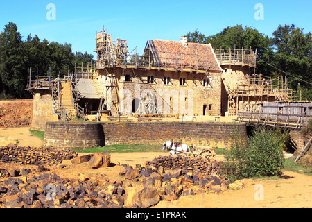 Guedelon Castle, medieval-site. Construction of a castle, using the ...