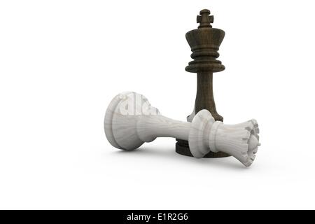 Black king standing over fallen white queen Stock Photo - Alamy