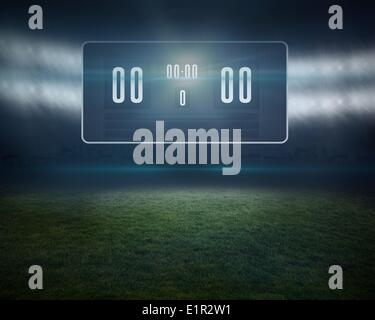 Black scoreboard with no score and football Stock Photo - Alamy