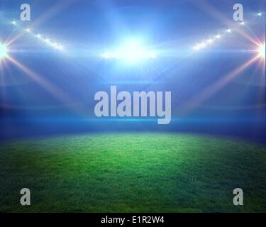 Digitally generated football pitch with bright lights Stock Photo - Alamy