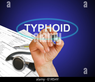 writing word Typhoid with marker on white background made in 2d ...