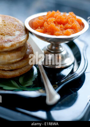 Blinis and fish roe Stock Photo - Alamy