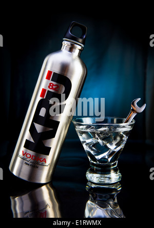 KRU 82 Vodka with Martini Garnished with an Olive / concept: industrial ...