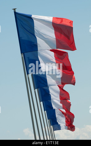 Flag poles with French Tricolor flag flying Toulon France Stock Photo ...