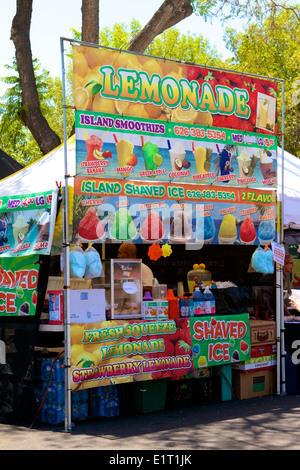 Lemonade stand on a hot summers day at a street fair in Tustin Southern ...
