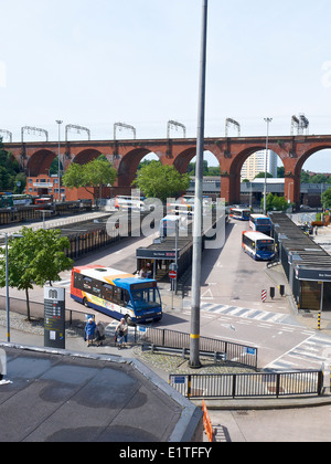 Stockport viaduct and the Stagecoach bus station Stock Photo - Alamy