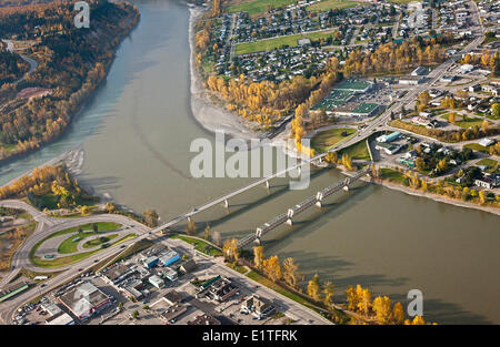 aerial photography, Quesnel River and the town of Likely, Canada ...