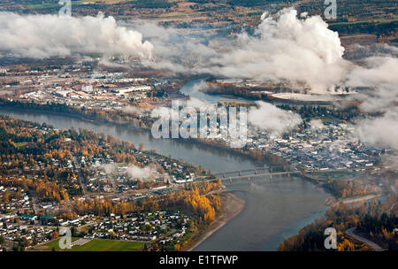 aerial photography, Quesnel River and the town of Likely, Canada ...
