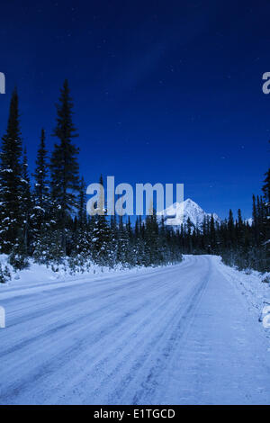 Mount Shark Road on a clear night with a view of Mount Shark ...