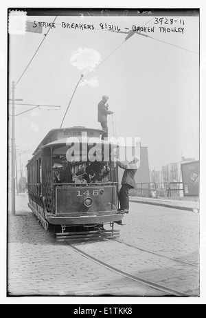 This image captures the trolley strike in Boston, highlighting a ...
