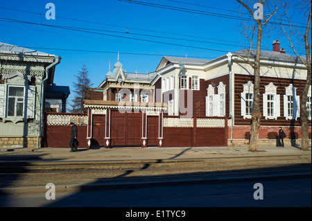 Wooden architecture, The House of Europe, Irkutsk, Siberia, Russia ...