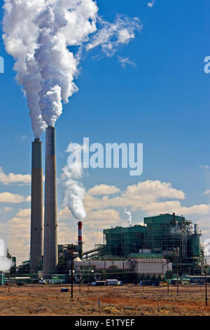 United States, Arizona, Holbrook, Smoke from coal processing plant ...