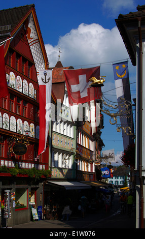 Appenzell, Appenzell Innerrhoden Canton, Switzerland. Street scene at ...